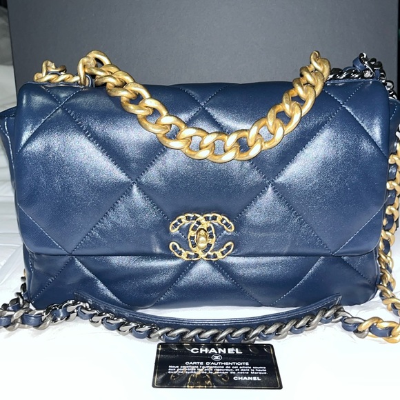 CHANEL | Bags | Chanel C9 Navy Quilted Leather Bag With Gold Chain ...